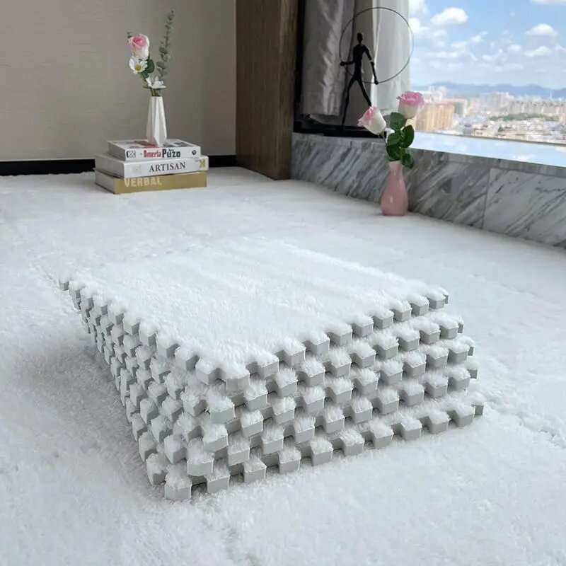 Пушистые коврики-пазлы DHDH 30x30 см Белый, 12Pcs, Off-White
