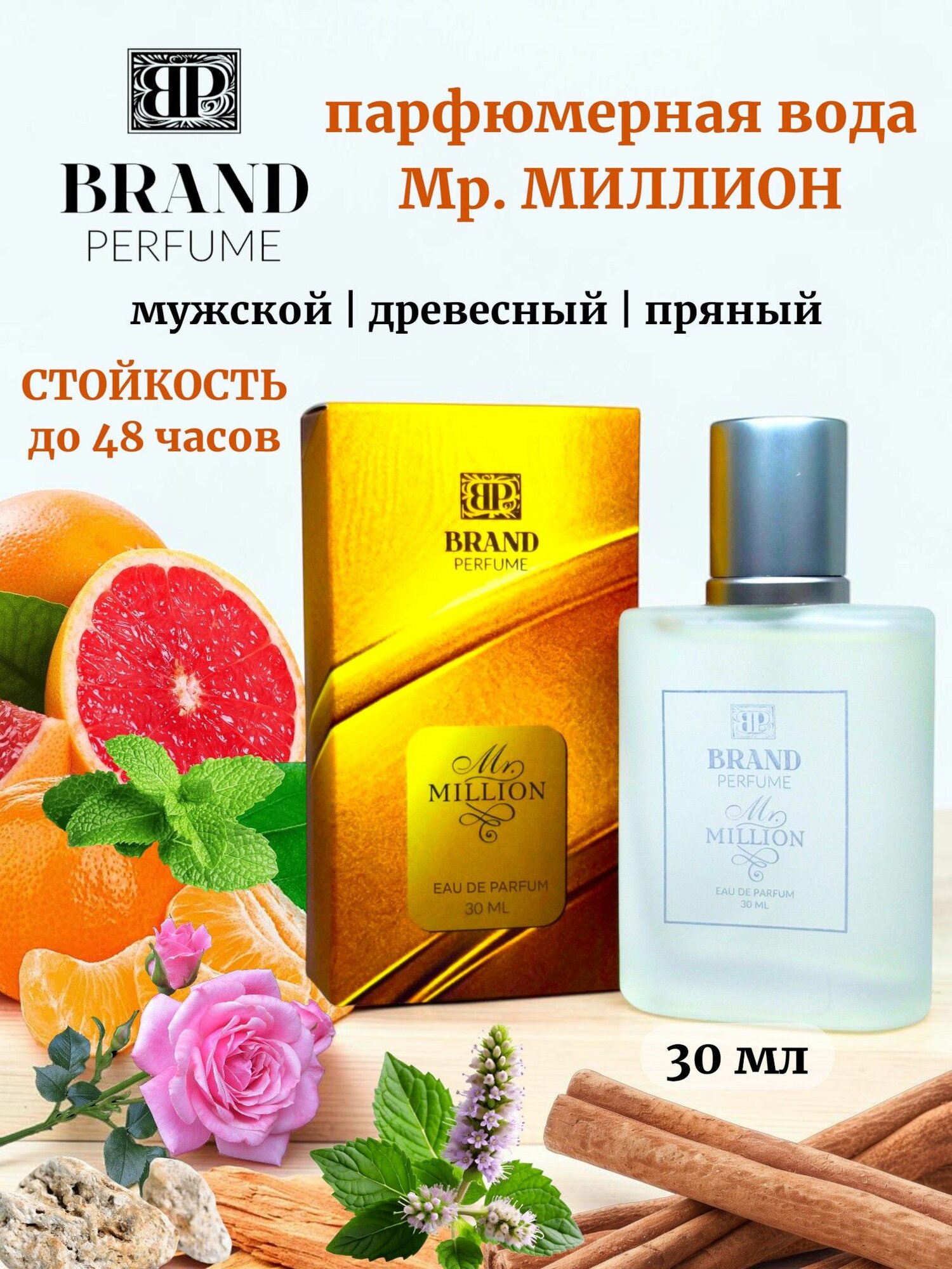 Парфюмерная вода Brand Perfume Мистер Миллион / Mr. Million (30 мл), мужской, древесный, пряный