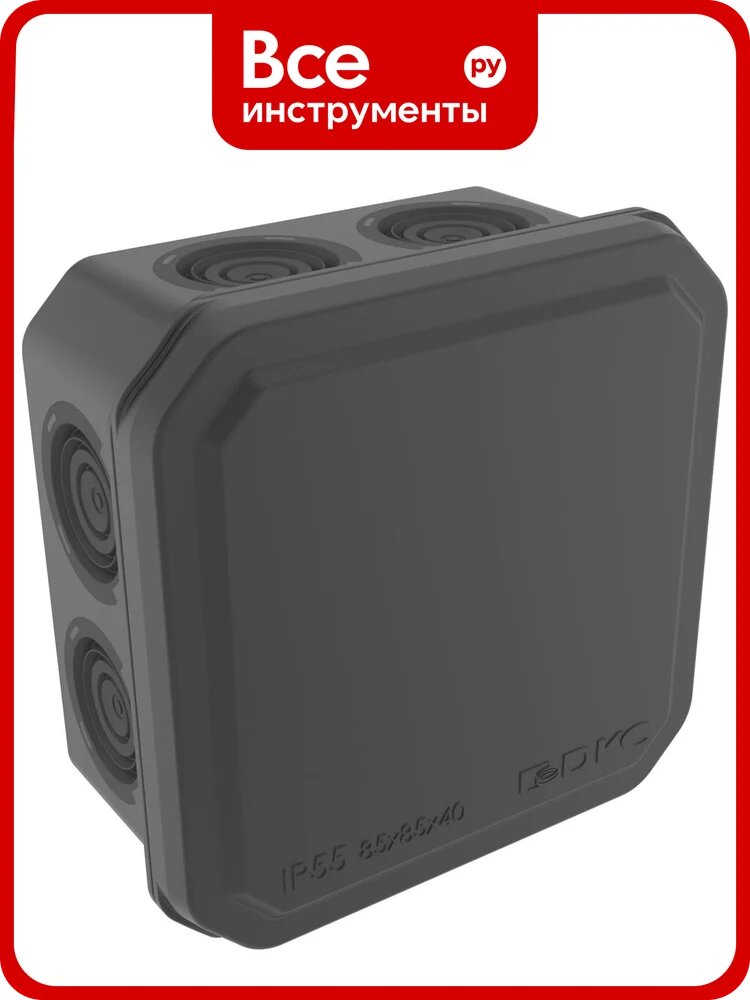 Коробка ответвительная DKC с 8 2 кабельными вводами д.20/20мм, IP55,85х85х40мм, черный 1 ШТ 53785B
