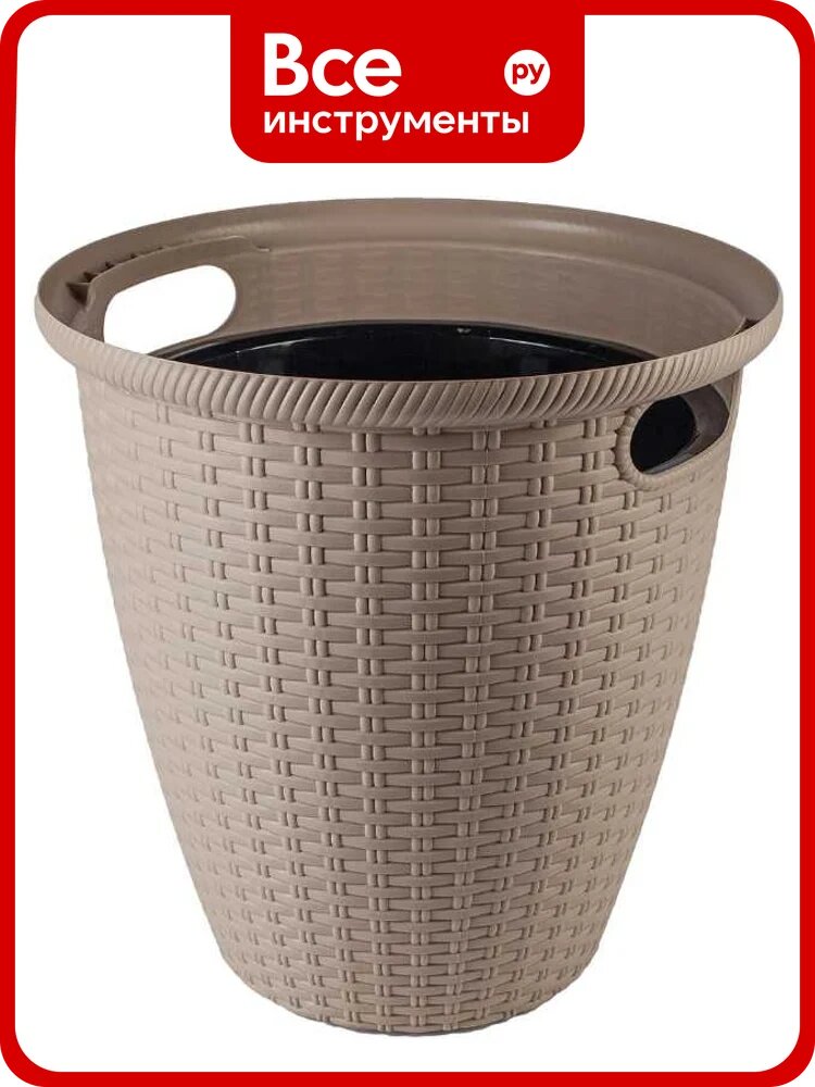 Кашпо напольное Ingreen Rattan, с внутренним горшком, 30 л, молочный шоколад 220271