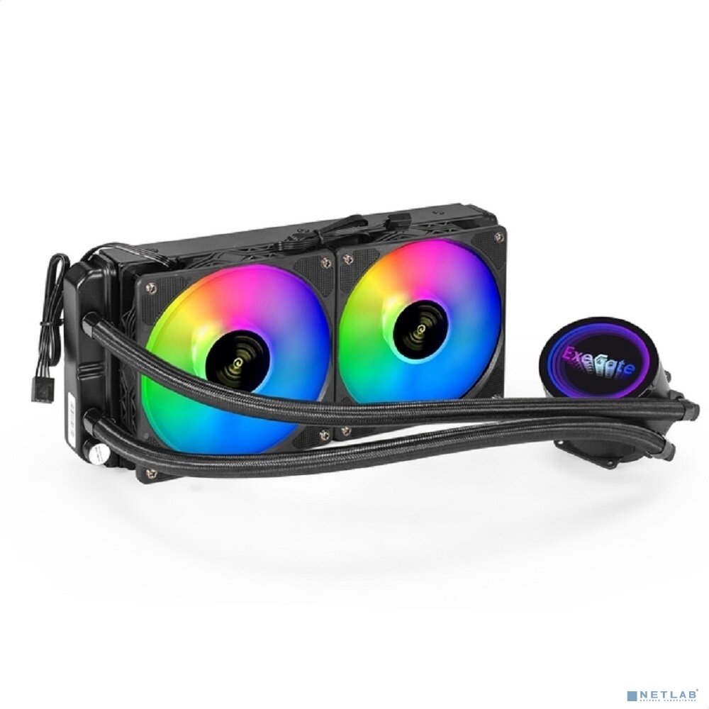 Exegate EX293457RUS Комплект водяного охлаждения ExeGate BlackWater-240V2. PWM. RGB (RGB подсветка, LGA2066/2011/1366/1150/1151/1155/1156/1200/1700/AM4/FM1/FM2/FM2+/AM2/AM2+/AM3/AM3+, TDP 220W, Fan 120m