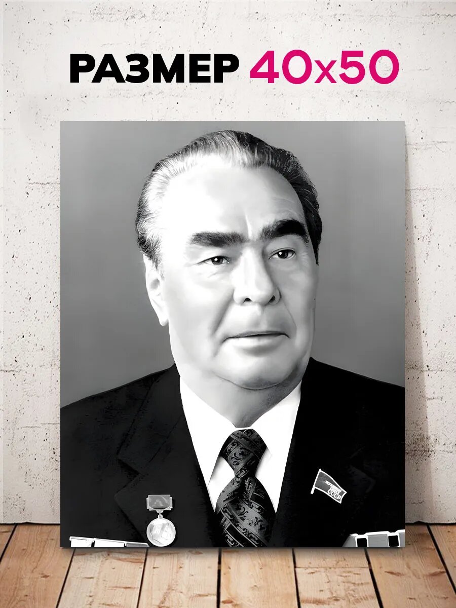Картина на холсте для дома Леонид Ильич Брежнев 40х50 см