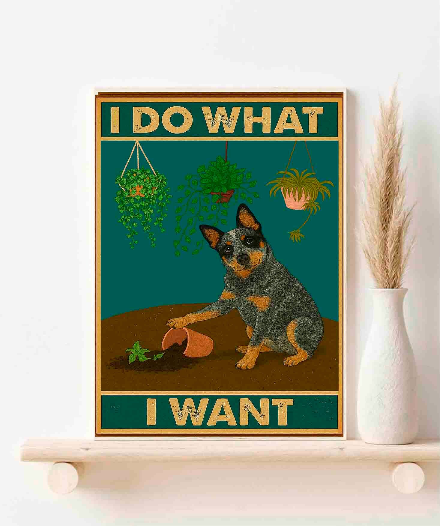Австралийская пастушья собака, I Do What I Want, Плакат Акварель А3 ( 30х42 см. )