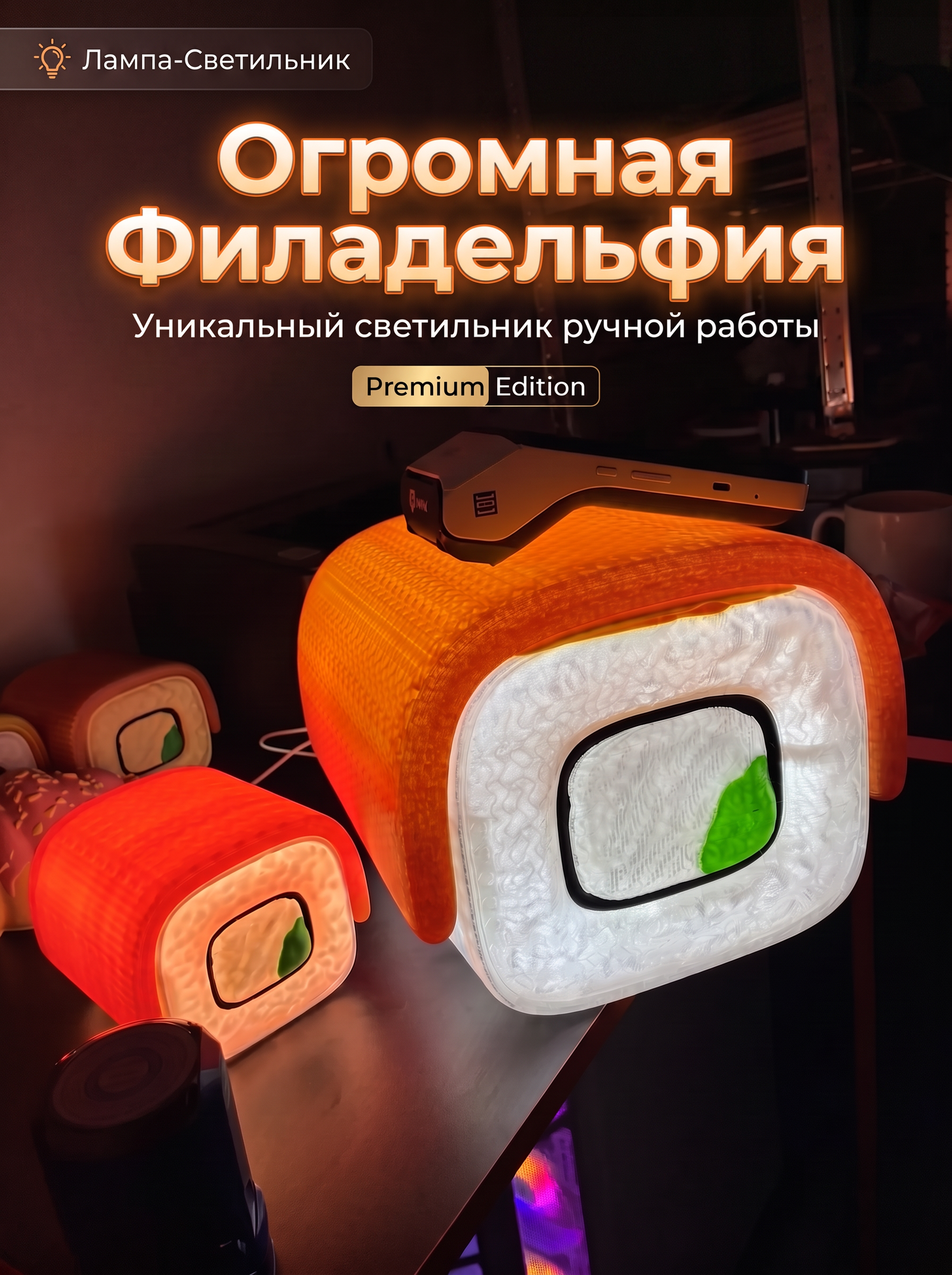 Огромная Филадельфия Суши , интерьерный дизайнерский-светильник , большая настольная лампа , люксовый артобъект