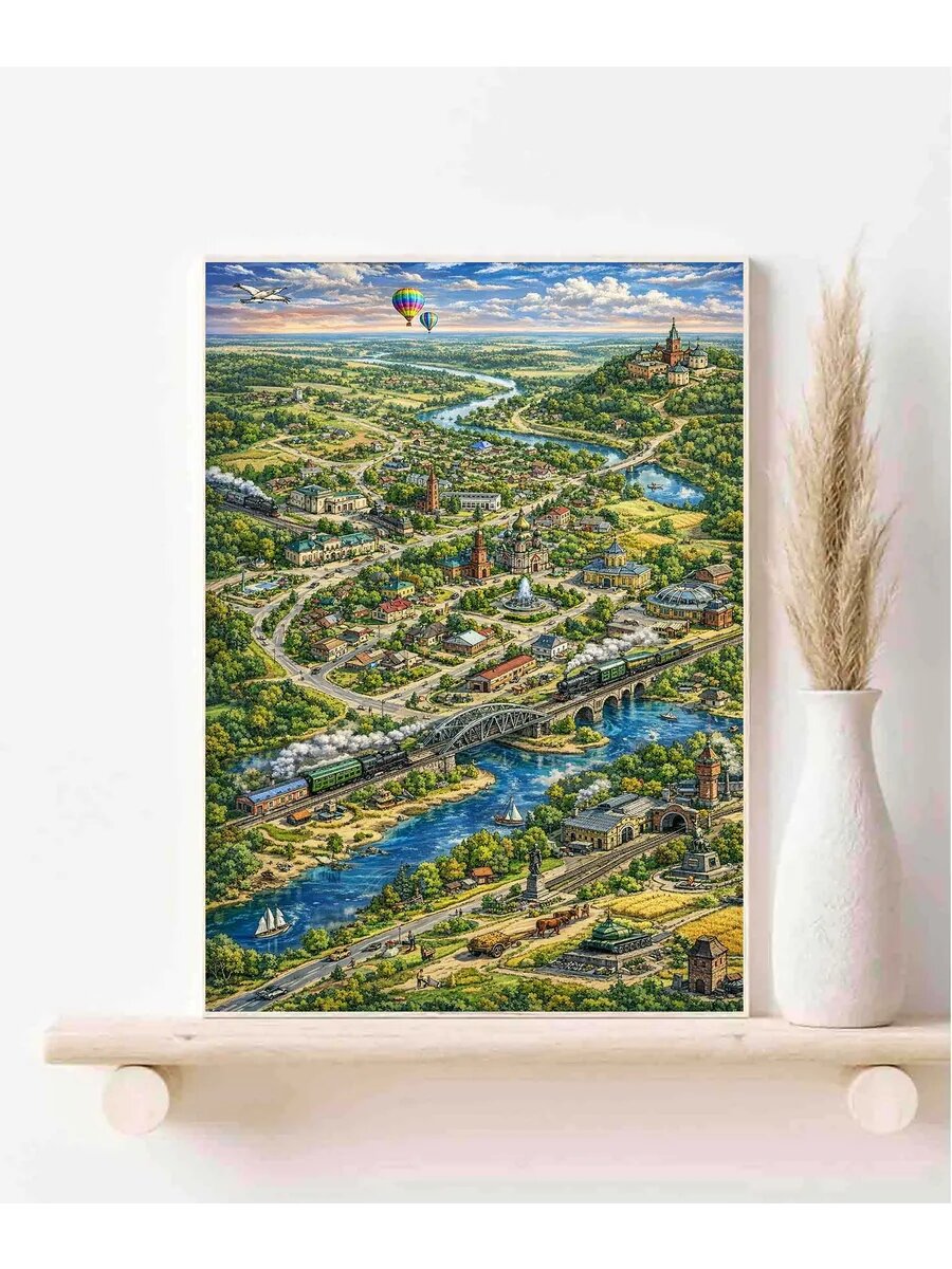 Ряжск, Россия, Fantasy Map, Карта, Плакат 30x42см