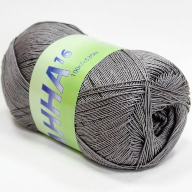 Пряжа Анна 16 Seam (Сеам) - 375 (серый) - 2 мотка, 100% мерсеризованный хлопок, (100г, 530м), нитки для вязания