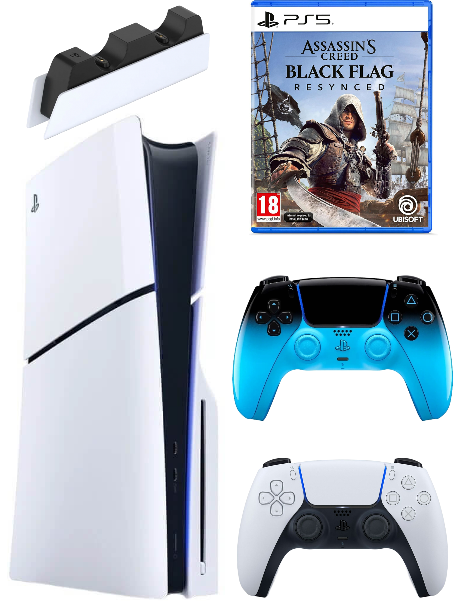 Игровая приставка Sony PS 5 Slim,1ТБ(с дисководом) +2-ой геймпад+Зарядная станция+Assassins Creed Black Flag(Resynced)