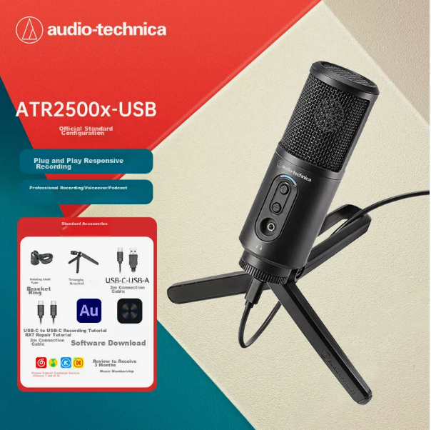 Микрофон Audio-Technica ATR2500x-USB кардиоидный конденсаторный микрофон с цифровым USB-выходом, проводной, черный