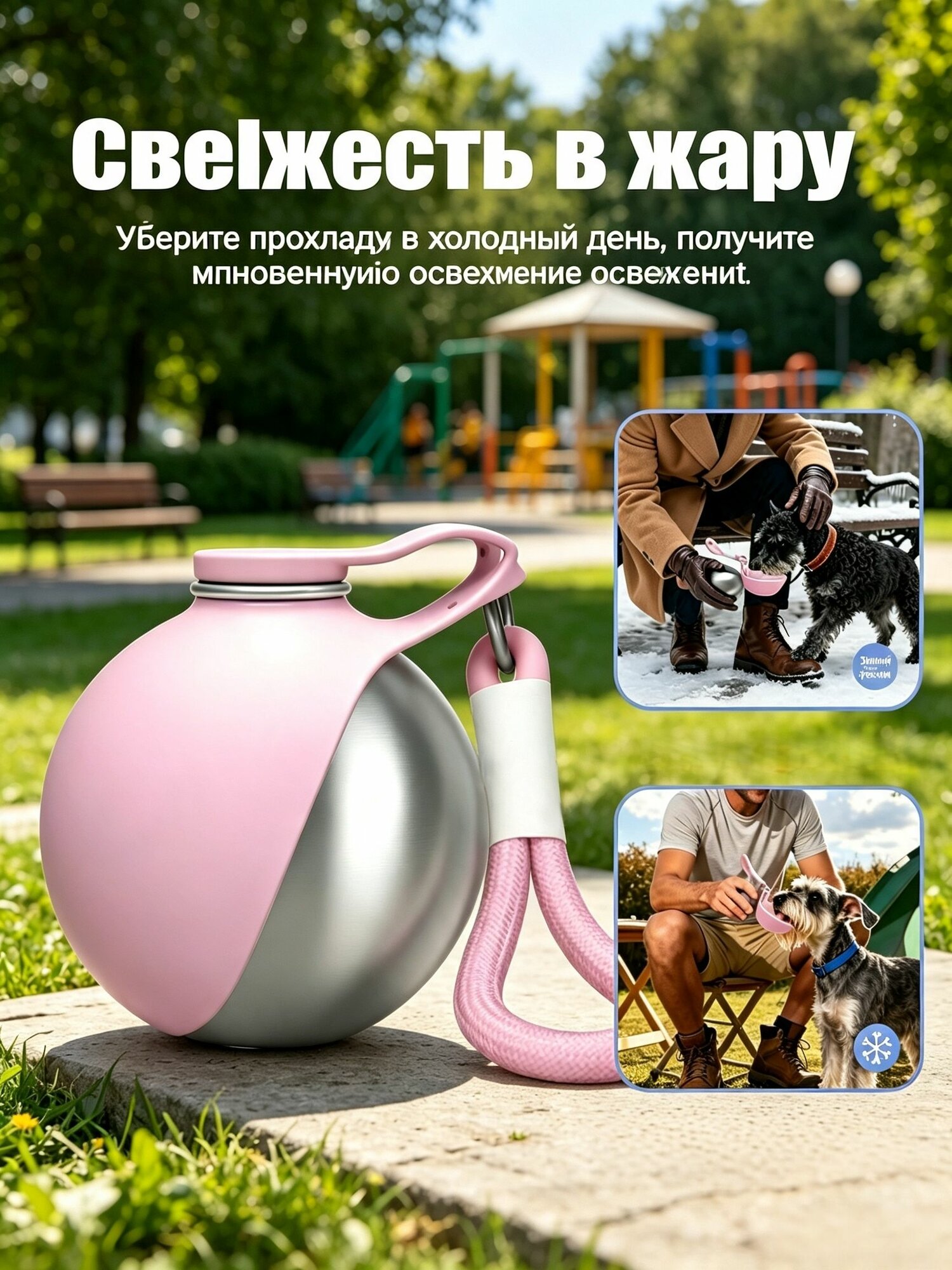 Прогулочная портативная поильник-бутылка специально для собак из нержавеющей стали 304, объем 285 мл, герметичная, лёгкая, стильная, удобная для прогулок и поездок