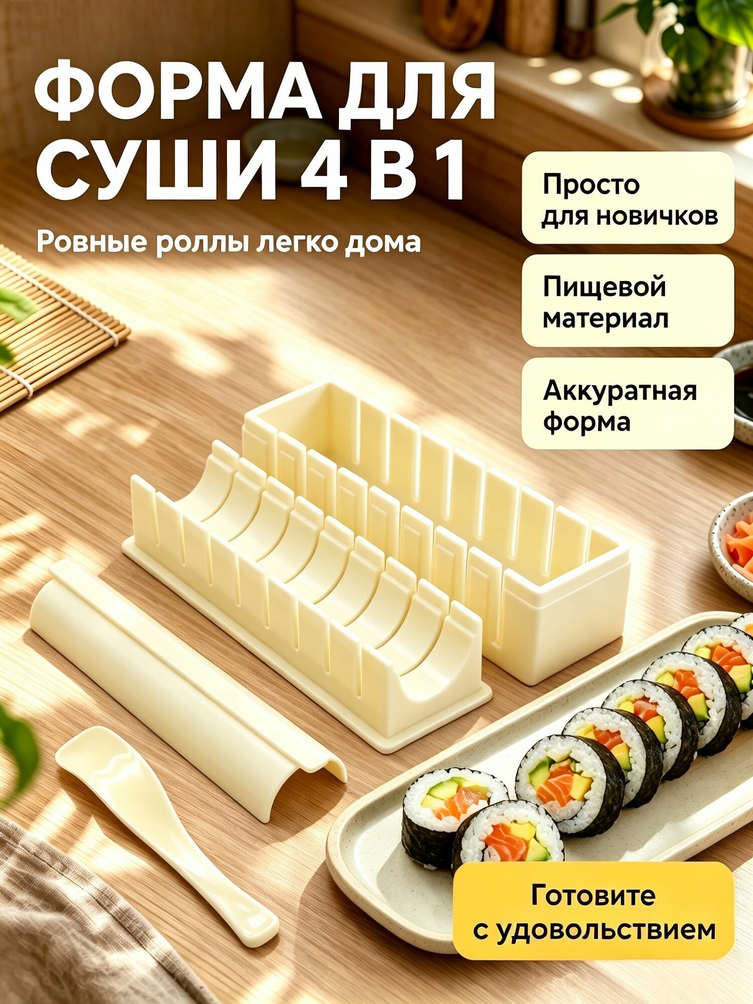 Стол для приготовления суши и роллов, набор из 4 предметов, белый, готовьте суши сами, DIY