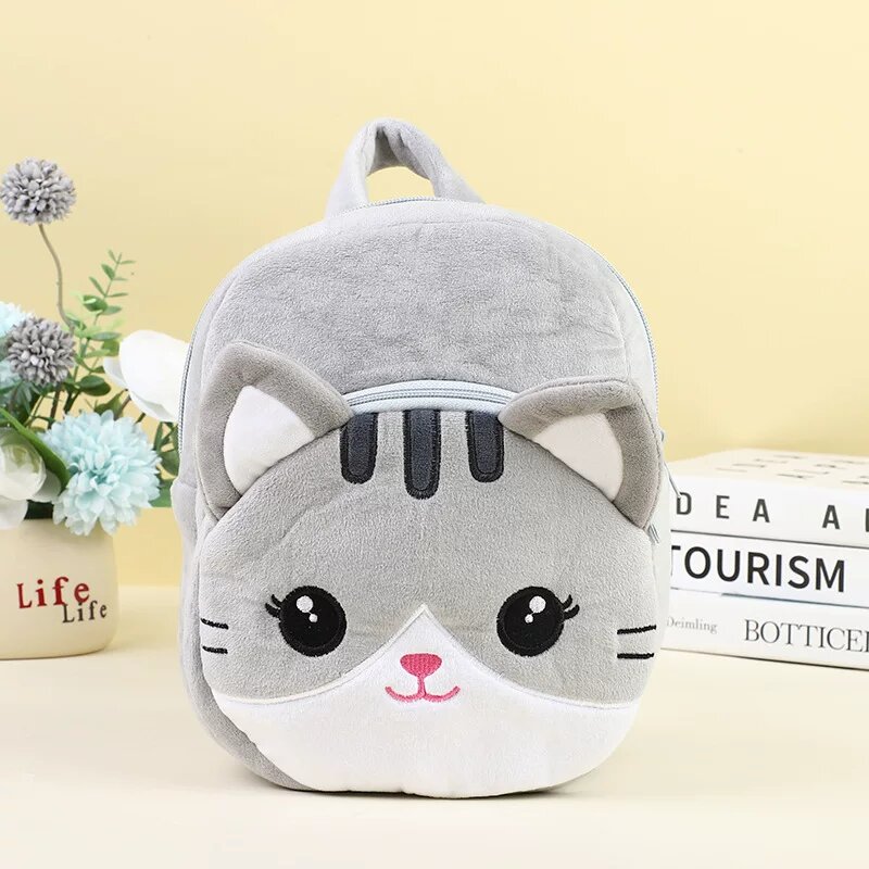 Серый маленькая кошка детский рюкзак для детей 1-5 лет, мягкая ткань школьный мешок