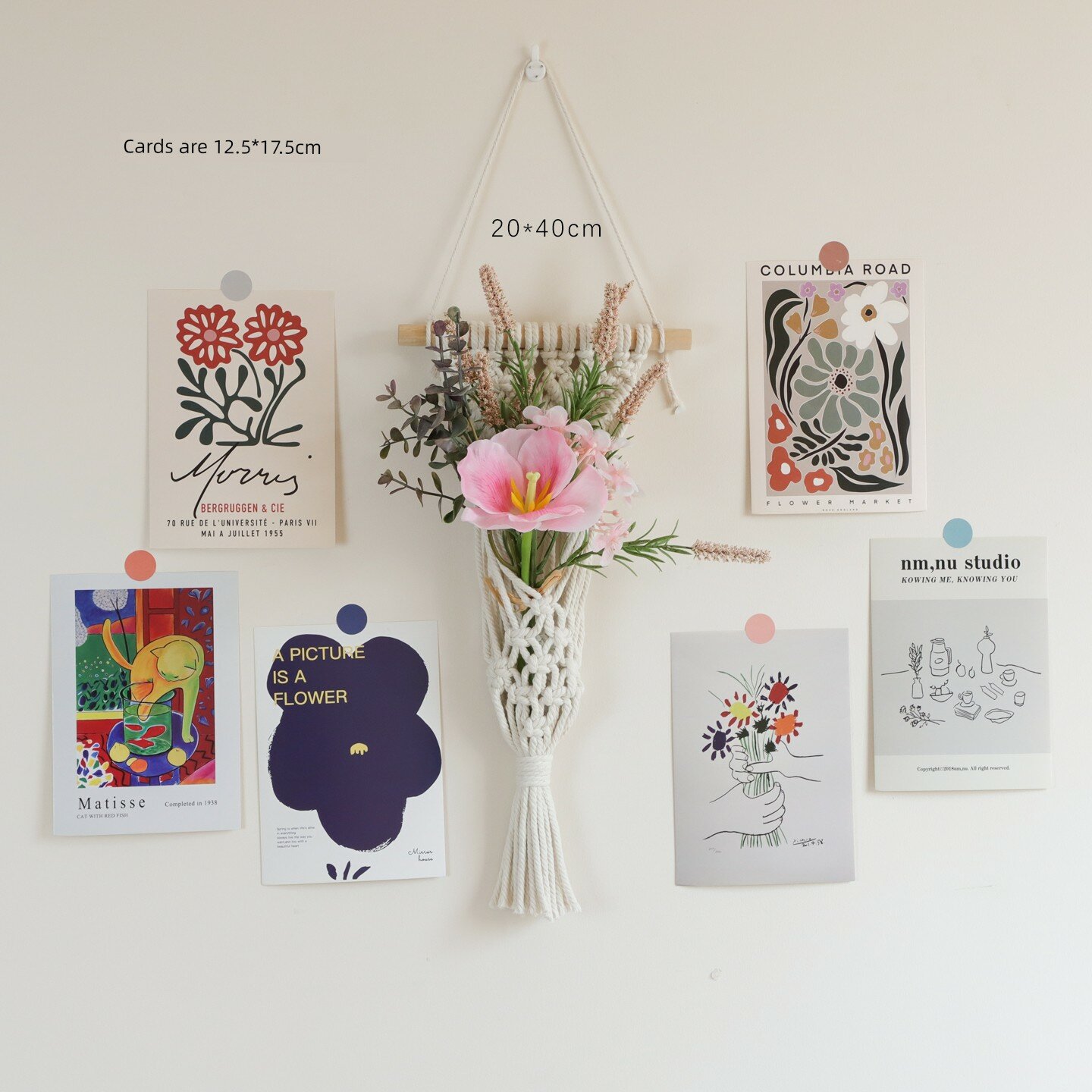 Декоративная тканевая картина-гобелен в стиле INS с искусственными цветами, настенные наклейки, композиция для спальни,