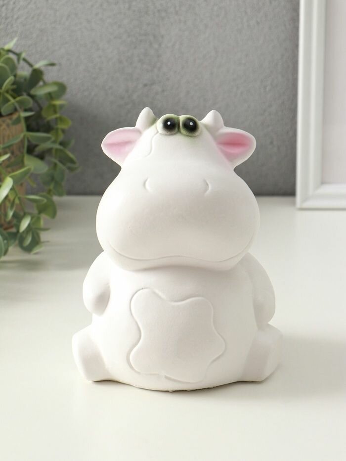Копилка для денег Корова , гипс, 19 см, белая