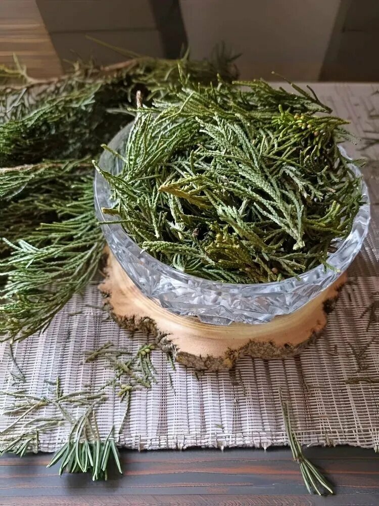 Можжевельник сушёный 100 г/ Веточки можжевельника для окуривания, для бани, для свечей, для саше, для ритуалов и медитаций