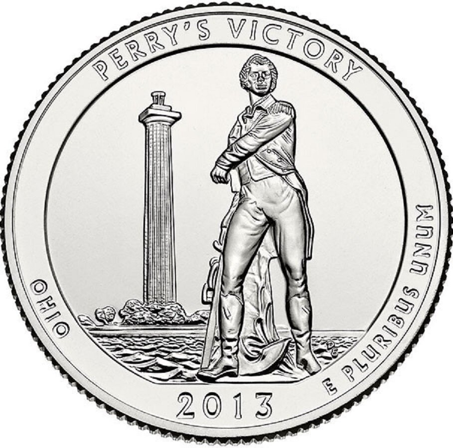 Монета номиналом 25 центов США, Огайо, 1 апреля 2013 г. Состояние UNC (25С-074)
