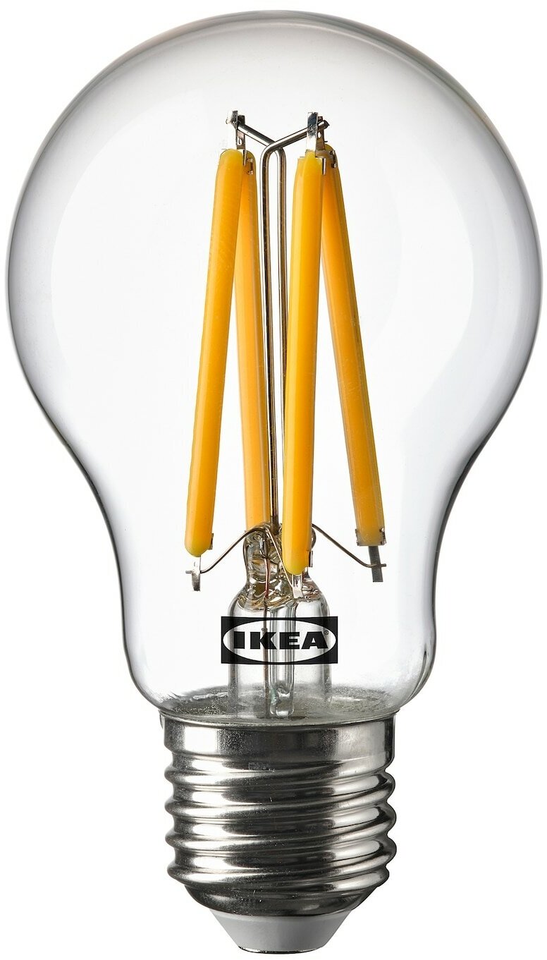 Светодиодная лампочка E27 470 лм, шарообразный прозрачный IKEA SOLHETTA солхетта