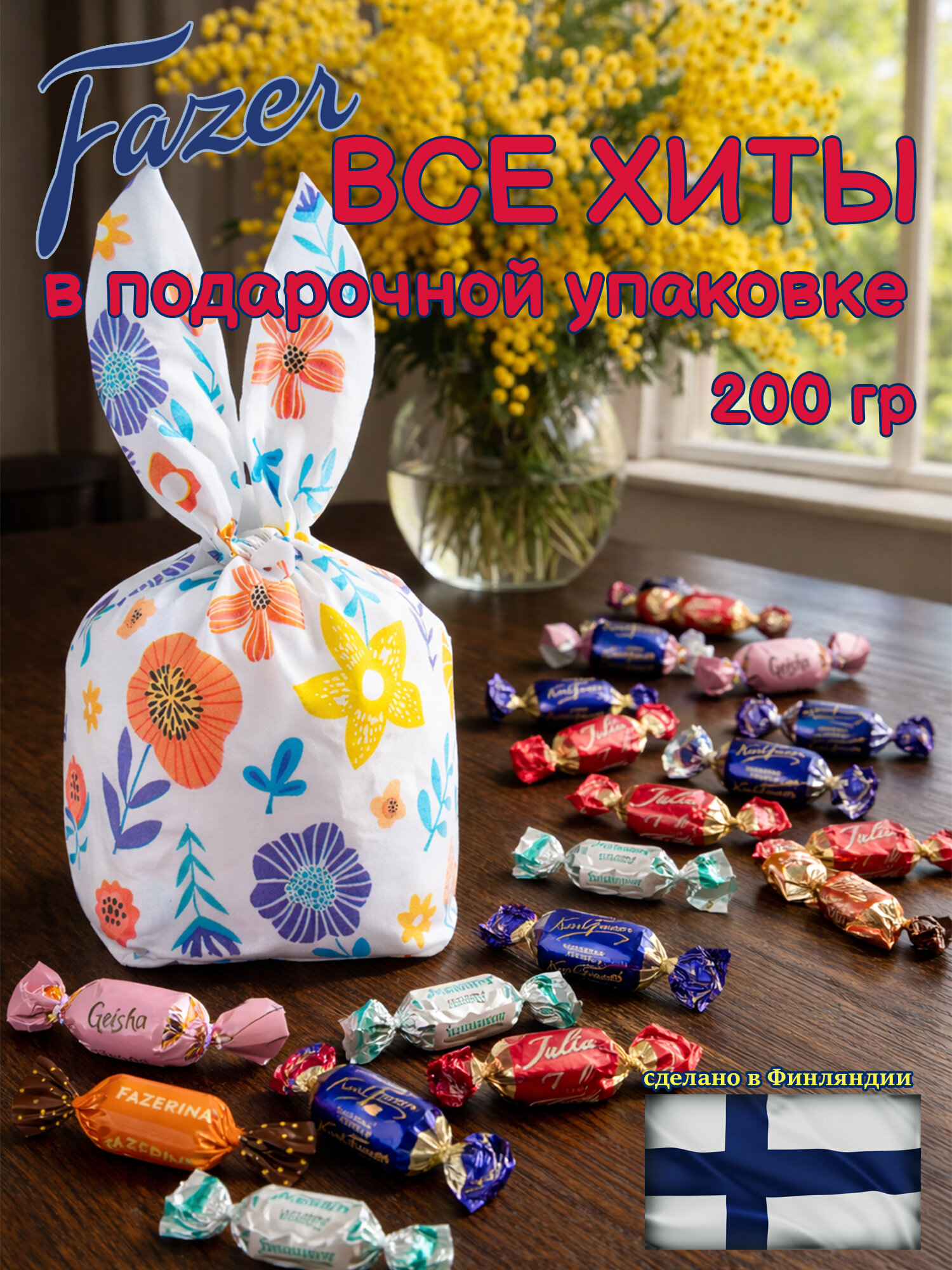 Конфеты шоколадные KARL FAZER ассорти в подарочном пакете, 200 гр (Финляндия)