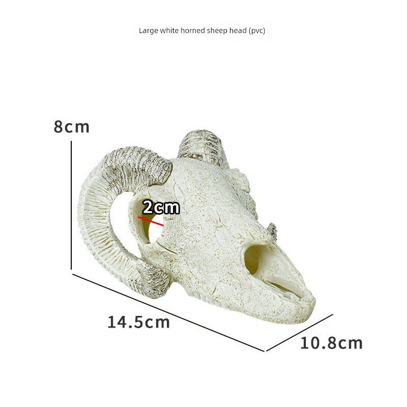Белая голова барана с рогами для террариумов рептилий, резиновое укрытие для террариумов змей