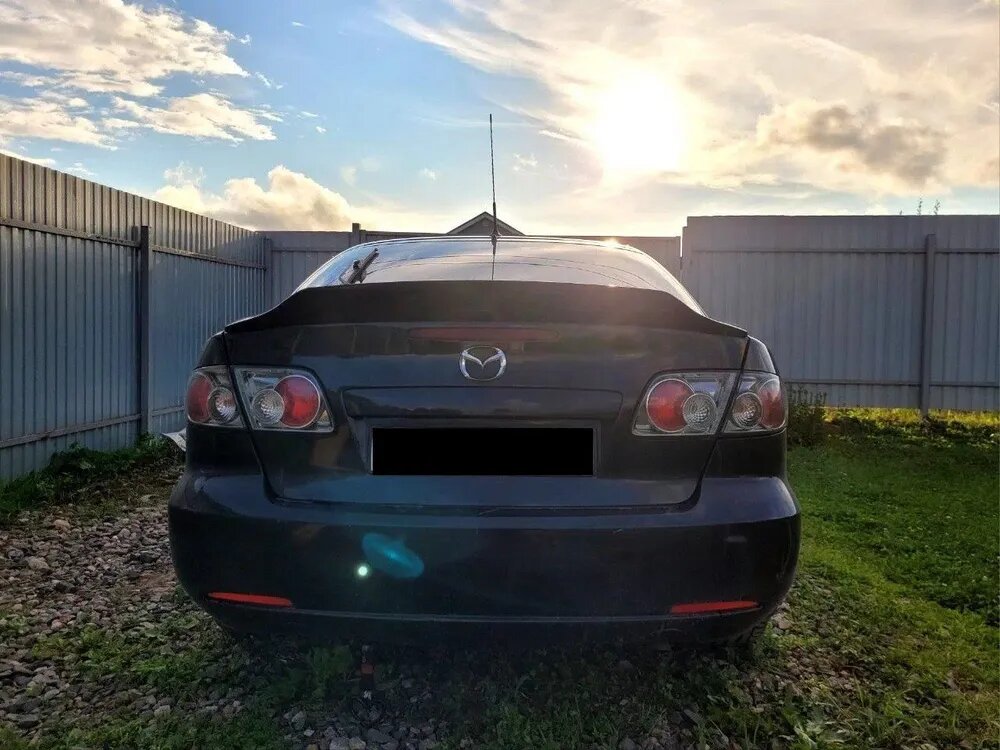 Спойлер для Mazda 6 GG (2002-2008) в стиле Rocket Bunny / Ducktail / Duckbill, черный, ABS-пластик, 1 шт.