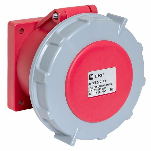 Розетка стационарная внутренняя 3252 3Р+РЕ+N 32А 380В IP67 PROxima, EKF PS-3252-32-380 (1 шт.)