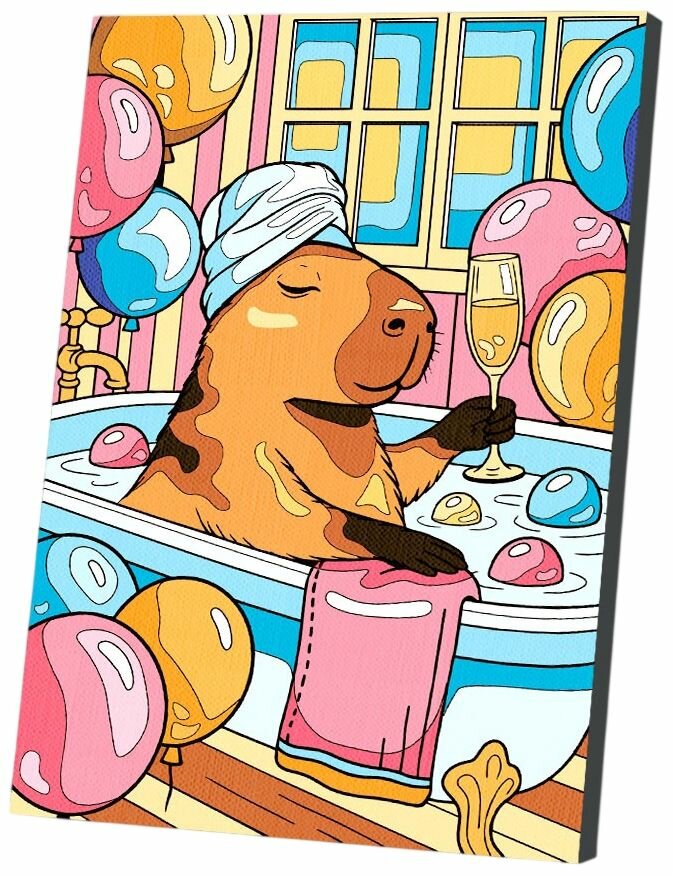 Картина по номерам "Выходной" на холсте с подрамником, раскраска для детей, набор для творчества, живописи и рисования, в комплекте морозостойкие краски 14 цветов, 30х20 см