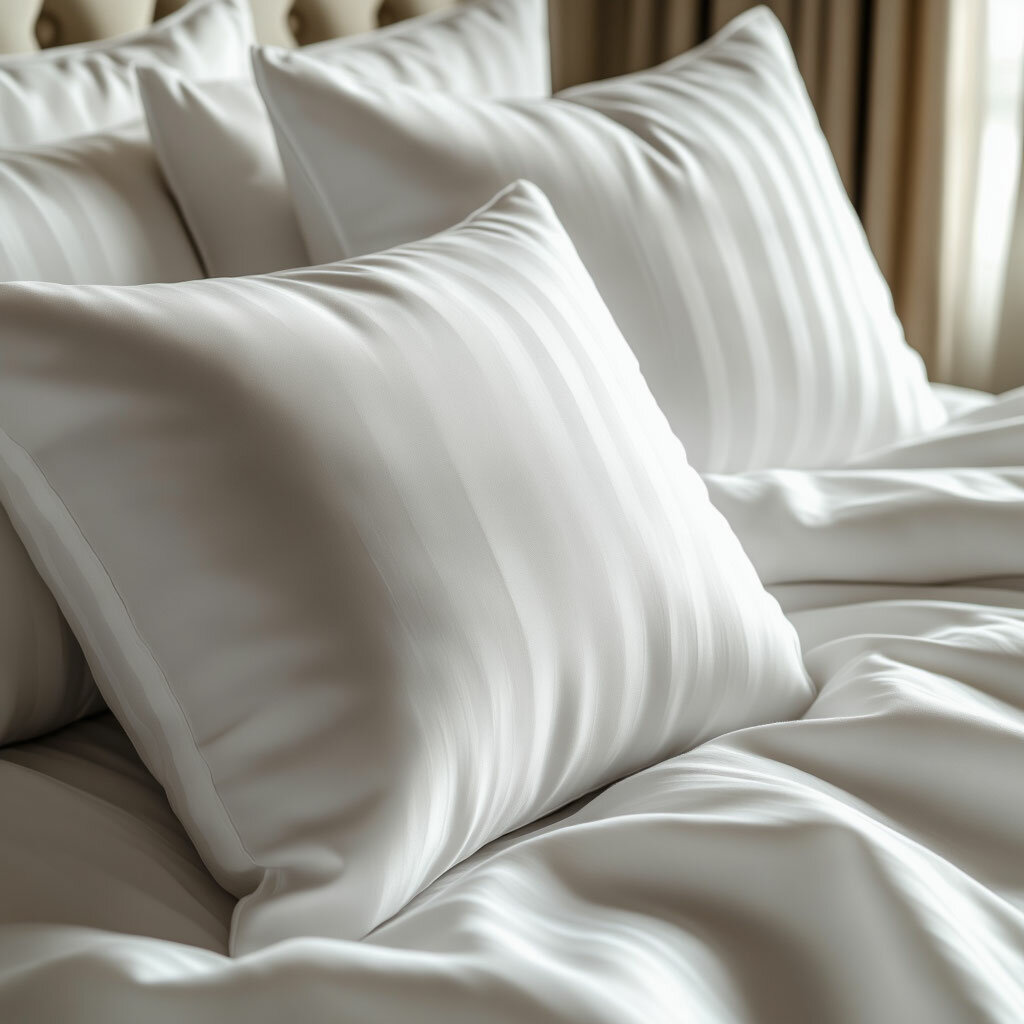 Комплект наволочек 70х70 см, Страйп Сатин, 2 штуки, 100% Хлопок, широкая жаккардовая полоска (2см), Белый цвет