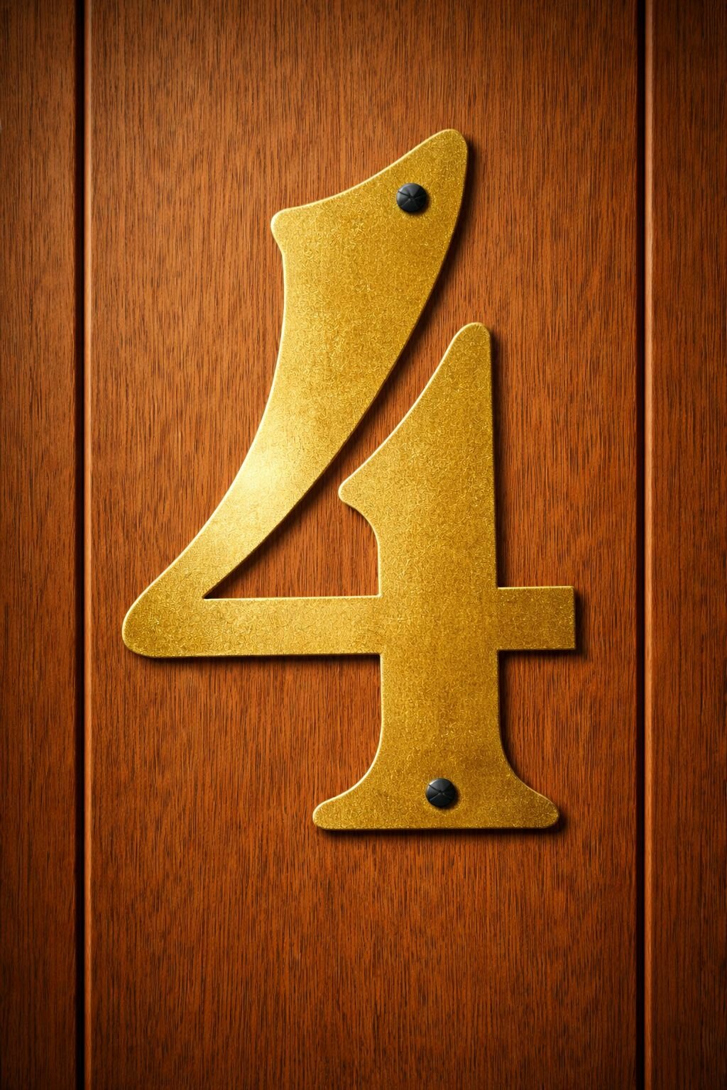 Цифра большая "4",170х60 мм металл 0.5-0.7 мм золотая. Цифры на дверь, номер квартиры (Ф)