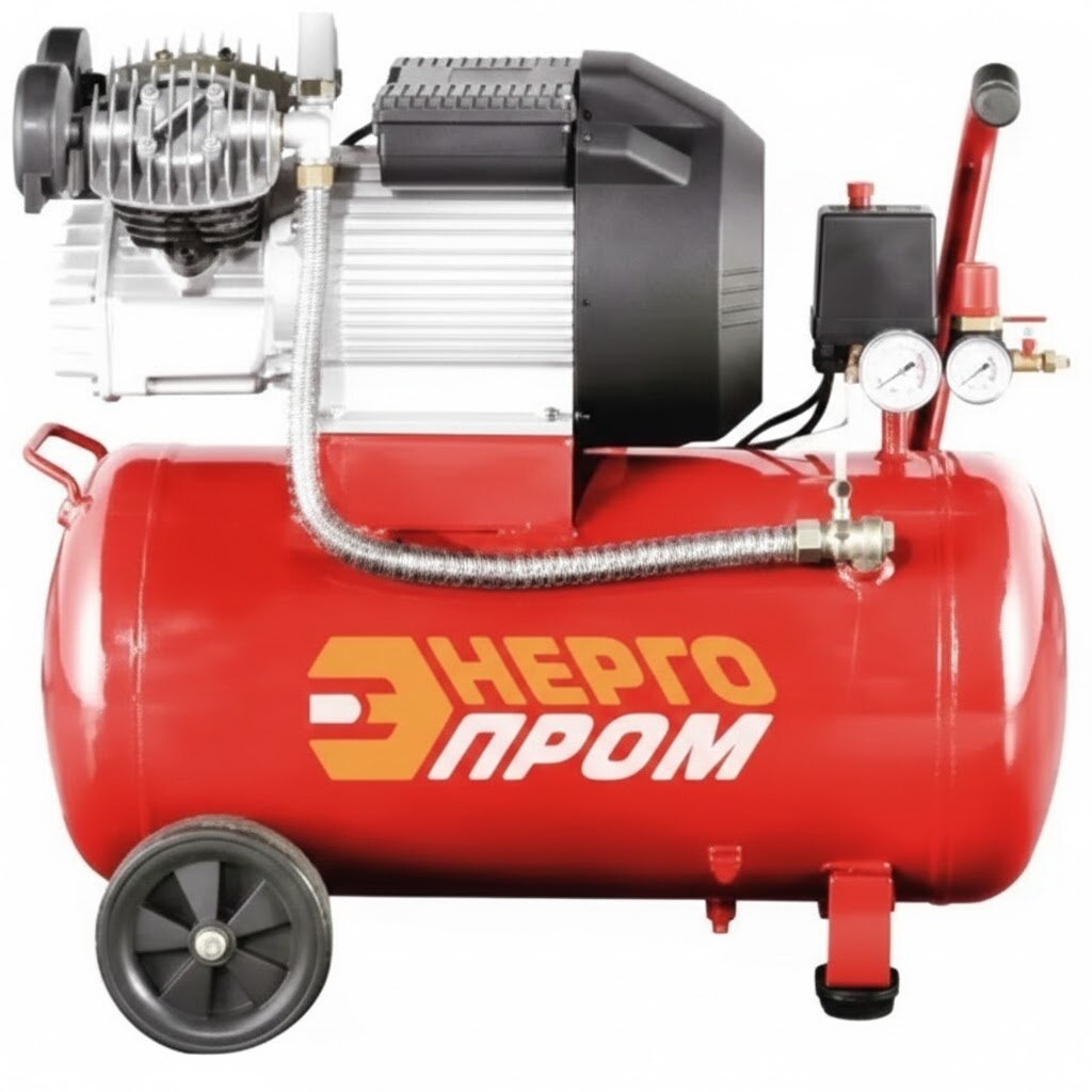 Компрессор Энергопром КМ-3050, 2 цилиндра, ременной привод, масляный, 400л/мин
