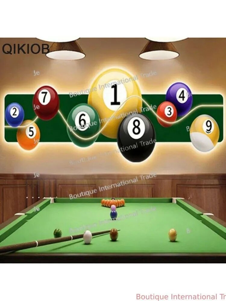 QIKIOB Декоративная картина со светодиодной подсветкой Подходит для бильярдных залов, 120X40cm