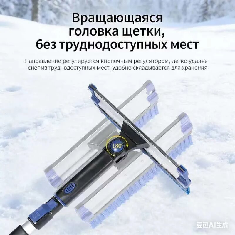 W&P Многофункциональная телескопическая щетка для очистки автомобиля от снега и льда с поворотной головкой