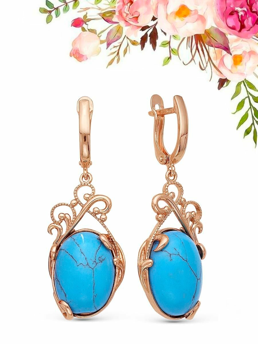 Серьги с подвесками, серебро, 925 проба, бирюза синтетическая