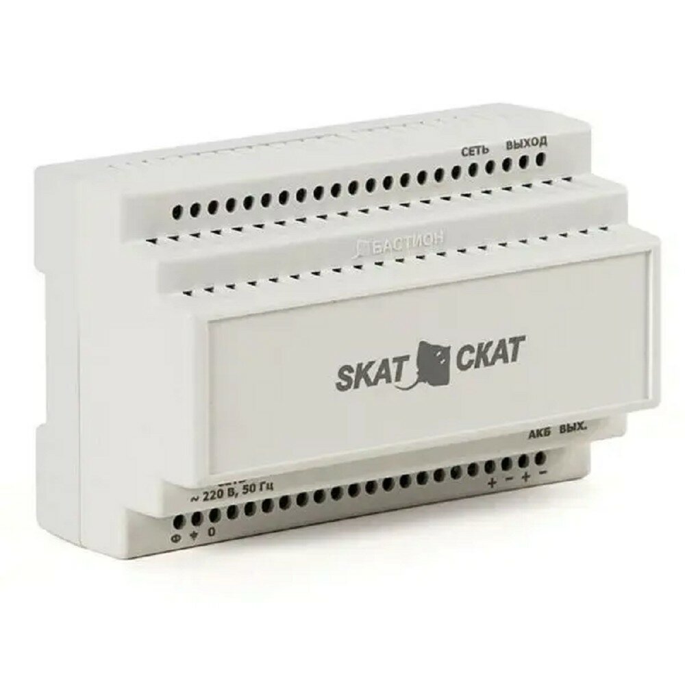 Бастион SKAT-12-6,0 DIN скат ИБП-12 6-DIN источник питания 12В 6А пластиковый корпус под DIN рейку 35 мм, МПТ 586