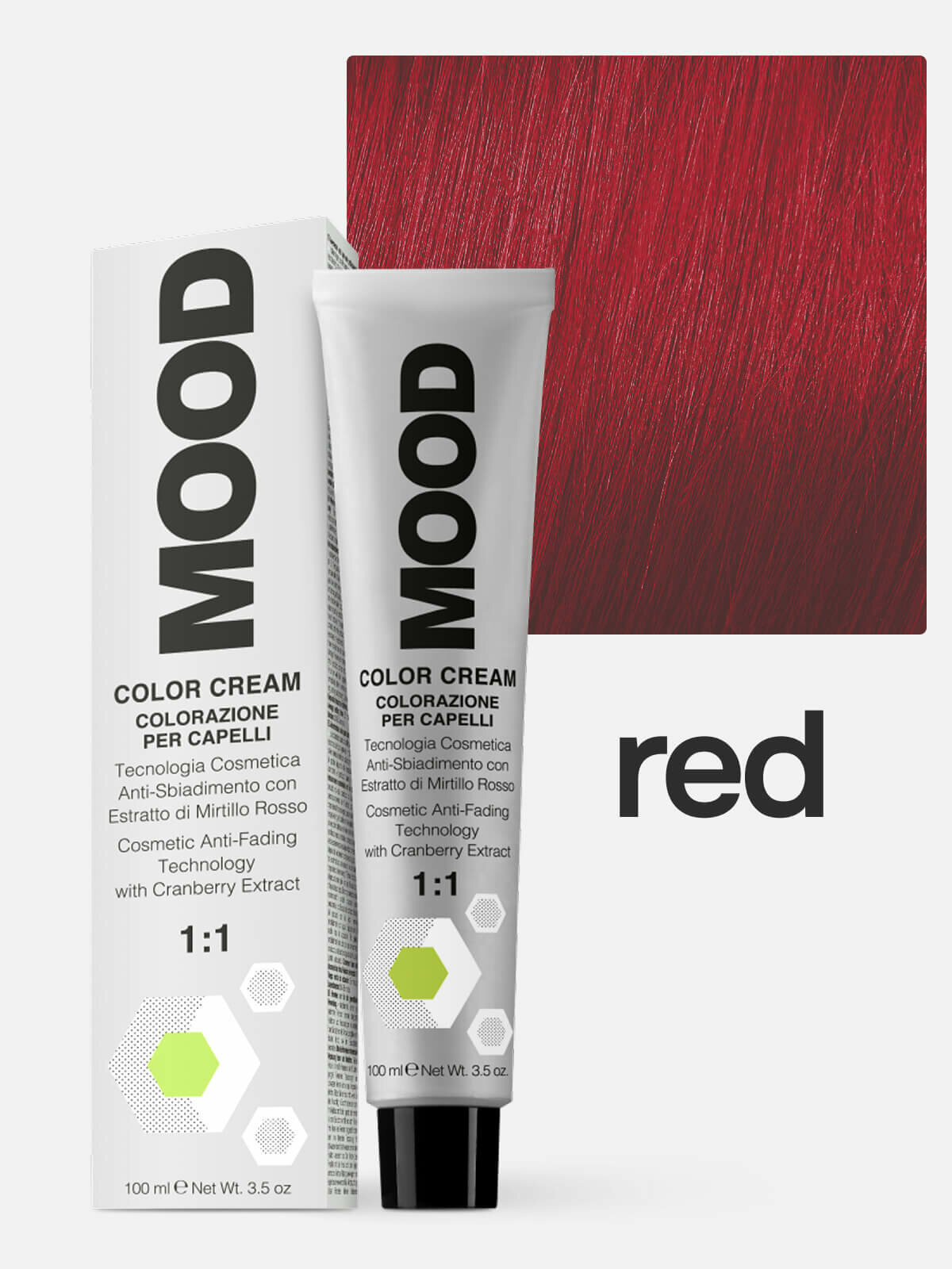 Крем - краска для волос профессиональная Mood Микстон Rosso Красный, 100 мл