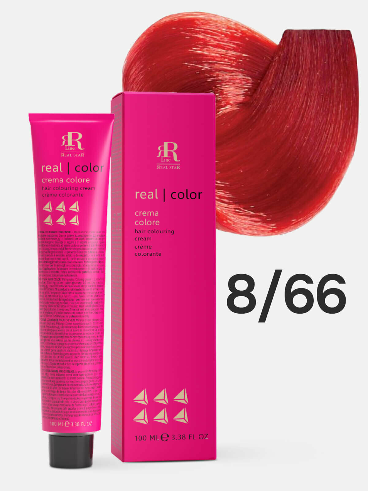 Крем - краска для волос профессиональная RR Line Colouring Cream 8/66 Светлый русый Интенсивный красный, 100 мл