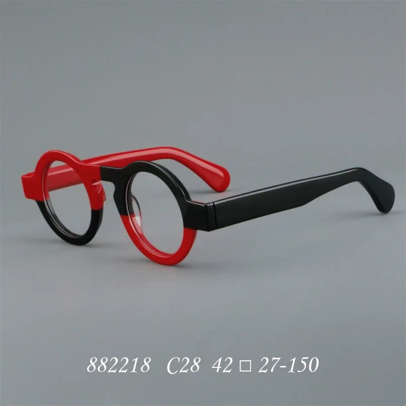 Дизайнерские круглые очки из ацетата C28 Black Red, Красный