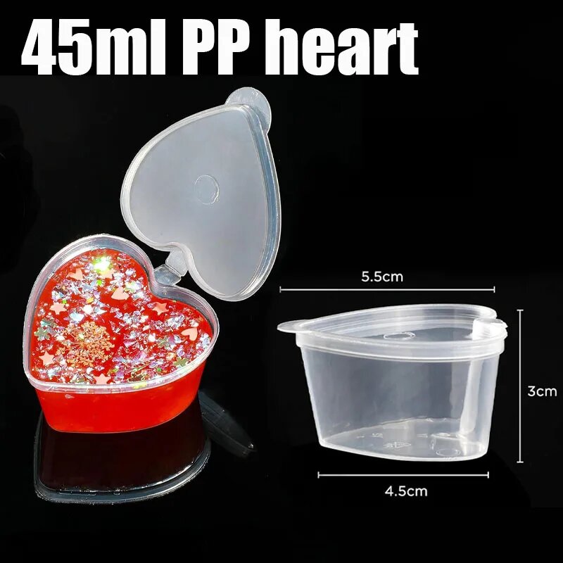 Одноразовые прозрачные пластиковые контейнеры для соуса сердце easytime 45ml Heart, 50pcs