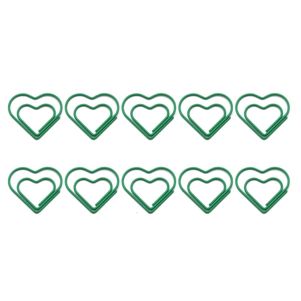 Металлические закладки-скрепки в виде сердечек, Зеленый