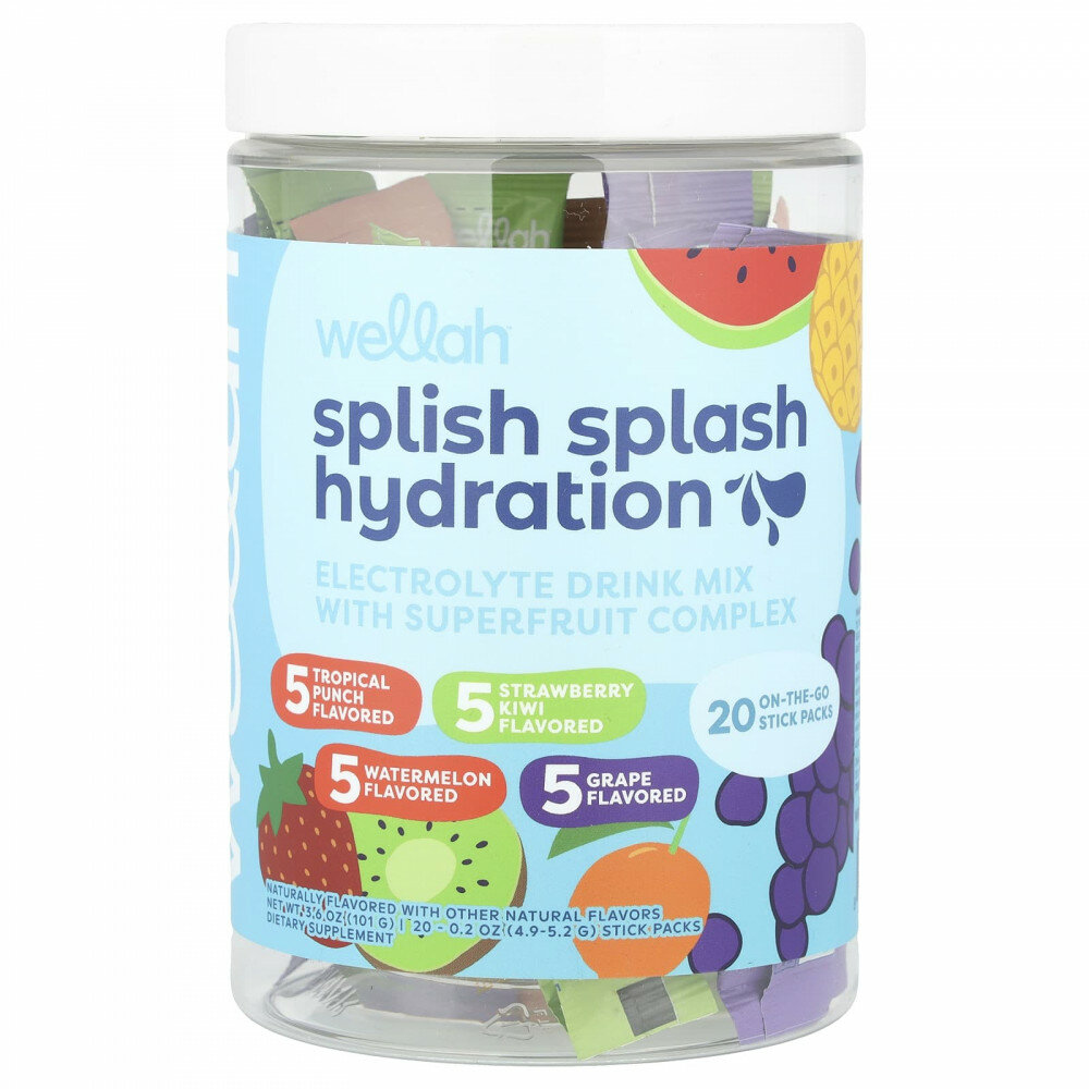 Wellah, Splish Splash Hydration, разнообразные, 20 пакетиков по 4,9–5,2 г (0,2 унции)
