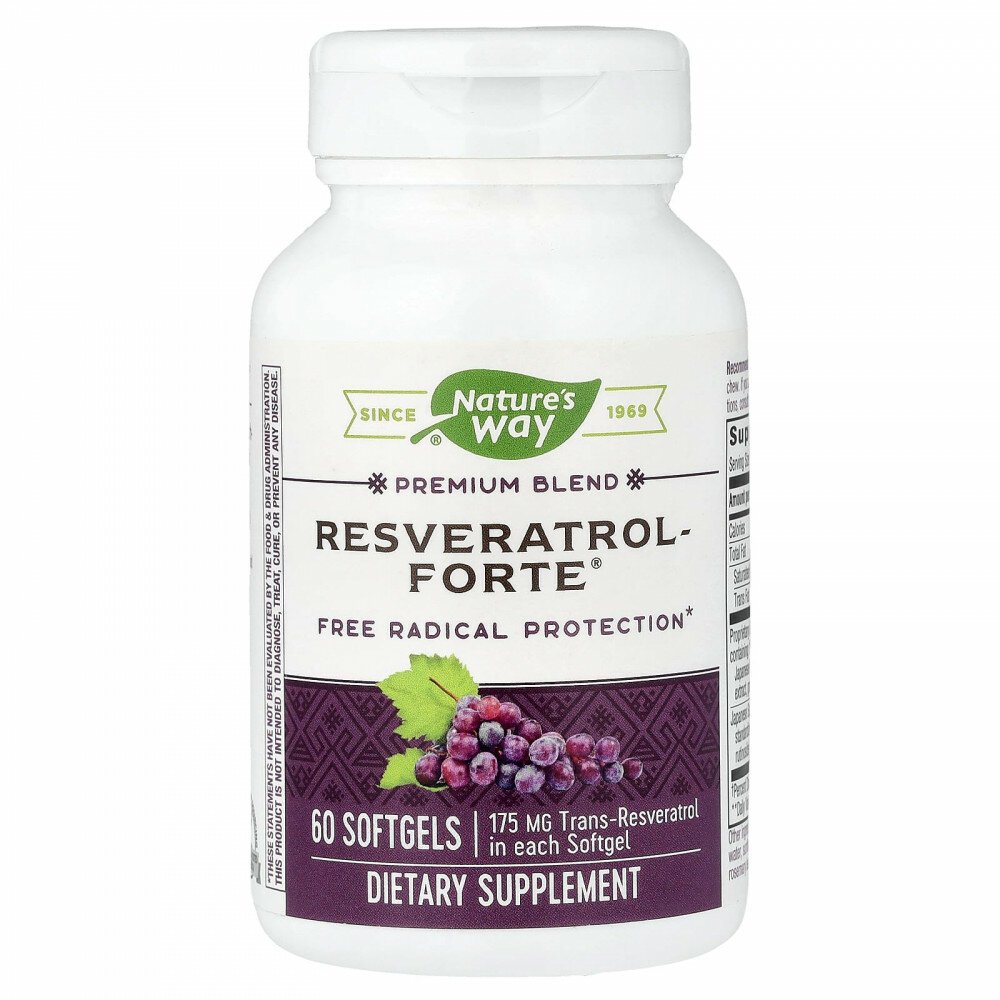 Nature's Way, Resveratrol Forte®, смесь премиального качества, 60 капсул