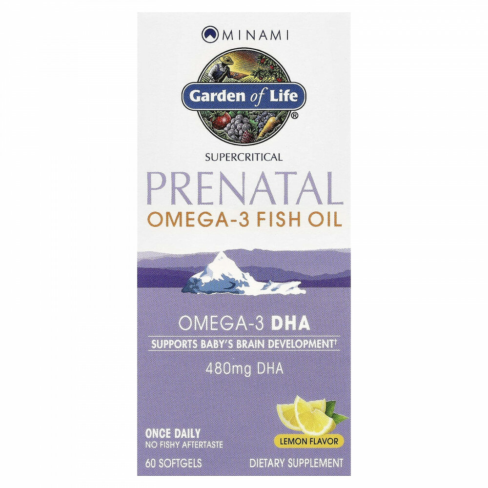Minami Nutrition, Supercritical Prenatal, рыбий жир омега-3 со вкусом лимона, 60 мягких желатиновых капсул