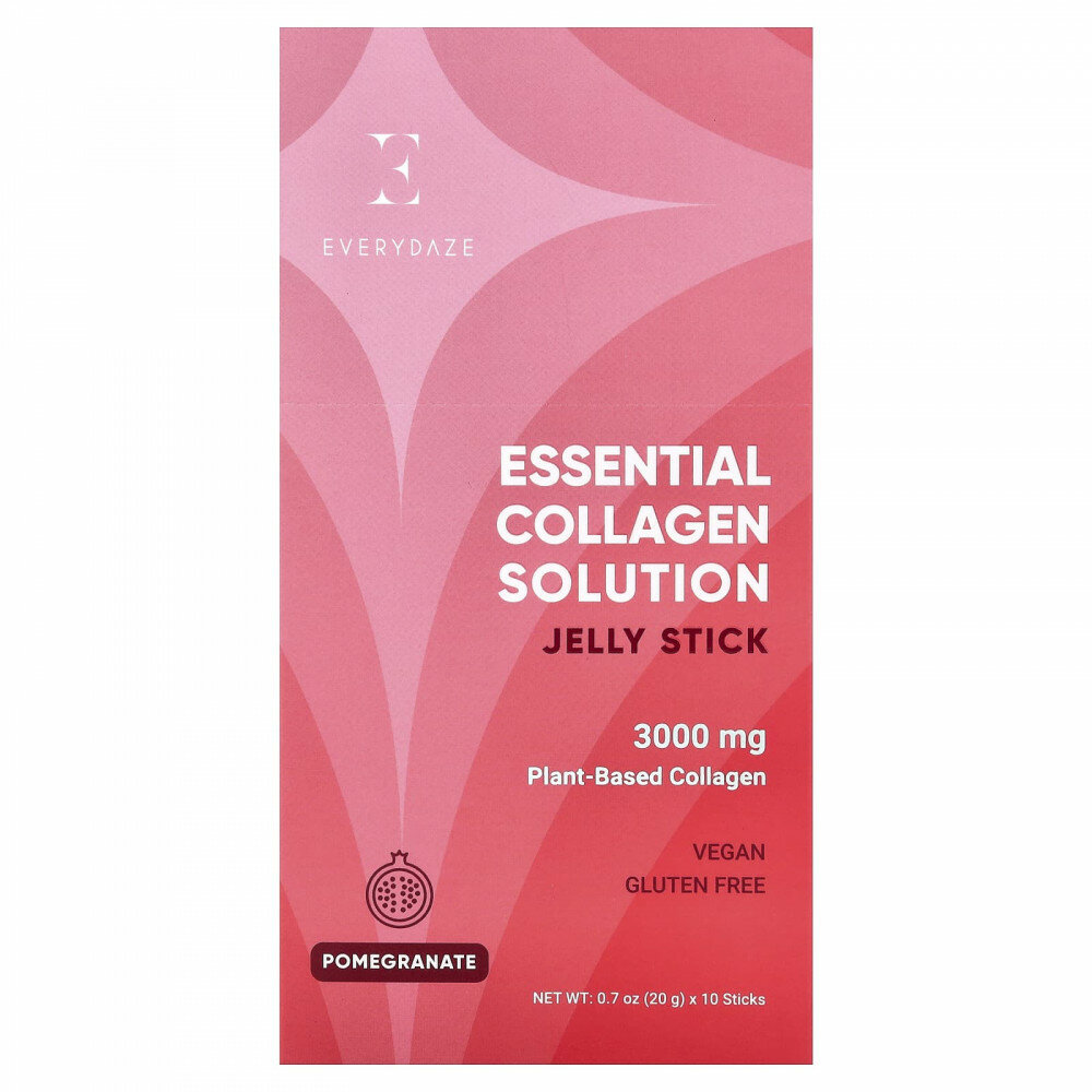 Everydaze, Essential Collagen Solution, желейные стики с коллагеном, гранат, 10 стиков по 20 г (0,7 унции)