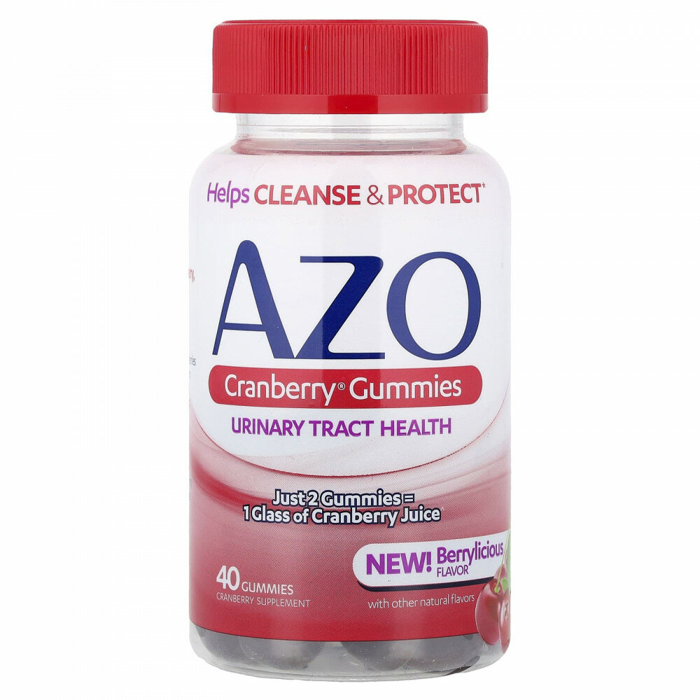 AZO, жевательные таблетки Cranberry®, со вкусом ягод, 40 жевательных таблеток (250 мг в 1 жевательной таблетке)