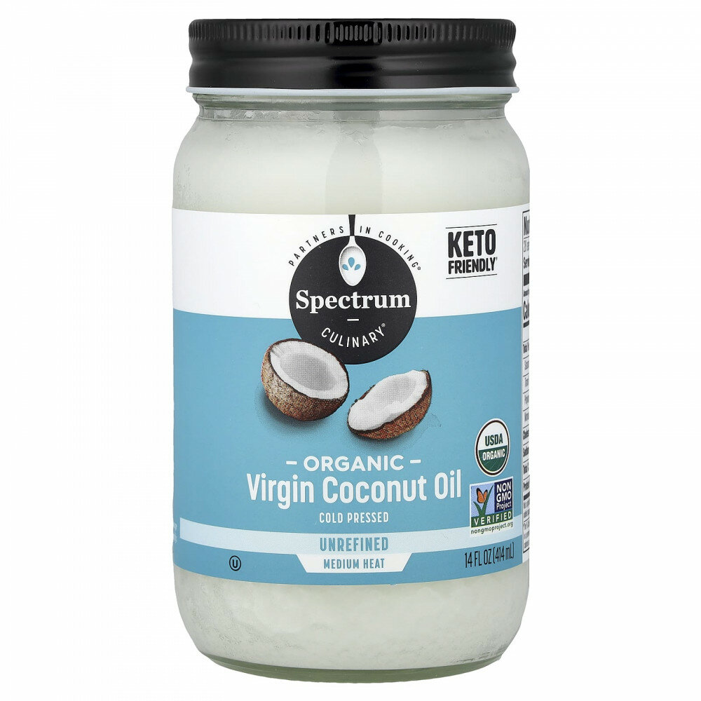 Spectrum Culinary, Органическое кокосовое масло холодного отжима, нерафинированное, 14 жидких унций (414 мл)