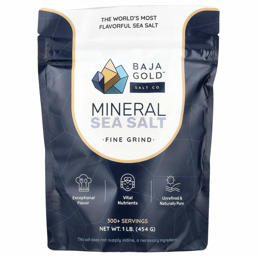 Baja Gold Salt Co, Минеральная морская соль, мелкого помола, 454 г (1 фунт)