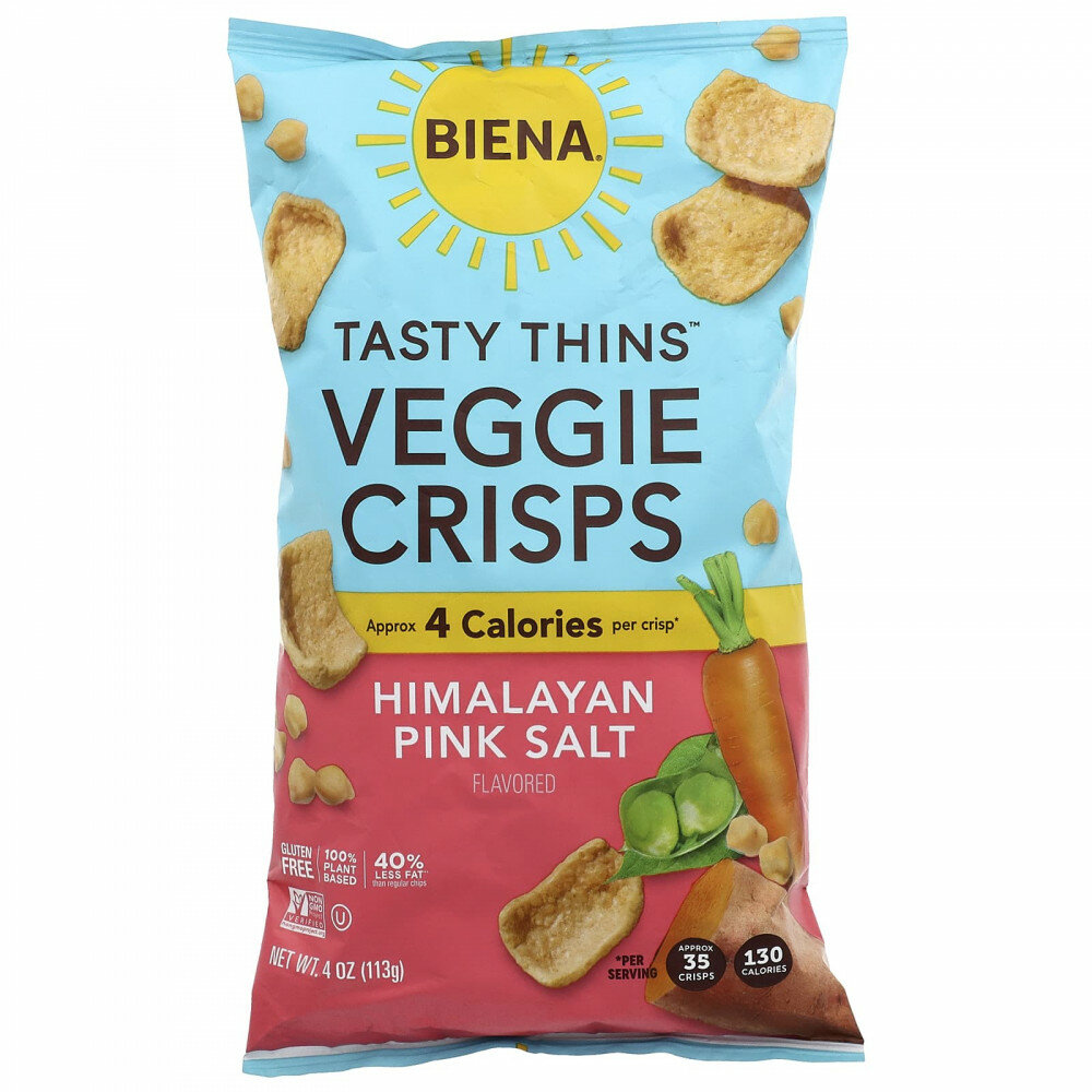 BIENA, Tasty Thins™, растительные хрустящие, с гималайской розовой солью, 113 г (4 унции)