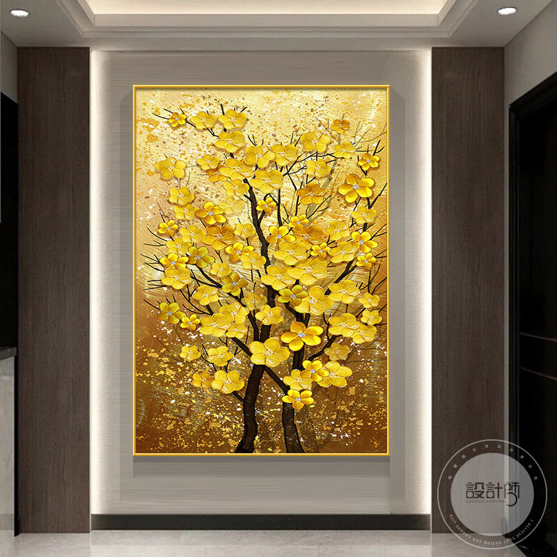 Декоративная картина «Золотое денежное дерево» для гостиной, настенное украшение для прихожей, столовой, коридора и холла.