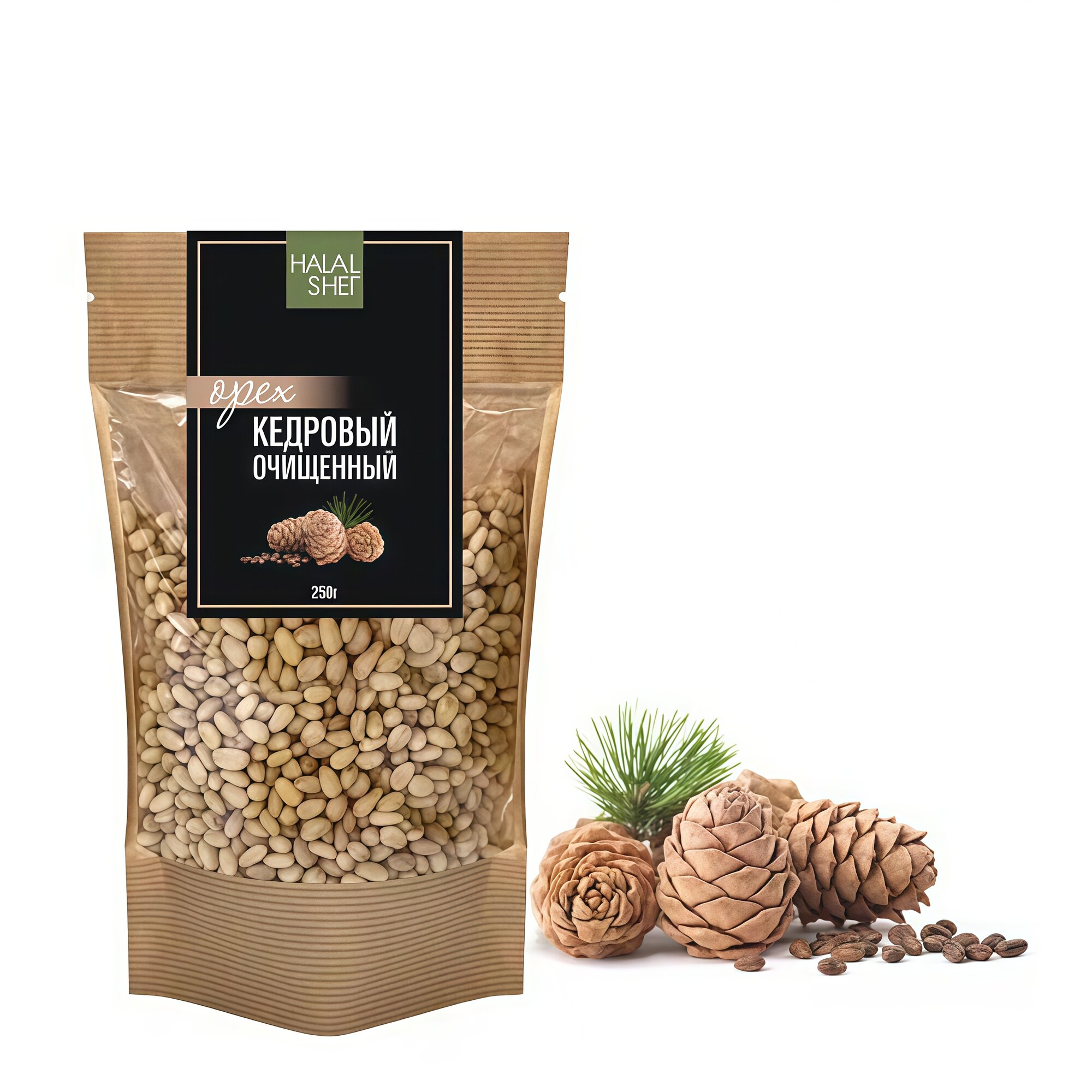 Кедровый орех "Halal Shef", очищенный, для поста и веганов, 250 гр