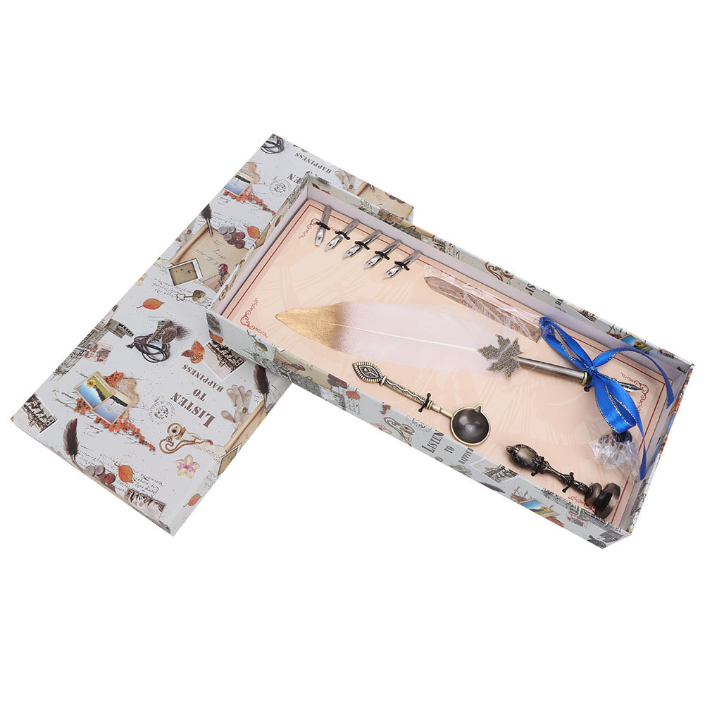 Перо Винтажное Европейский Стиль Каллиграфия Dip Pen Белый Подарок