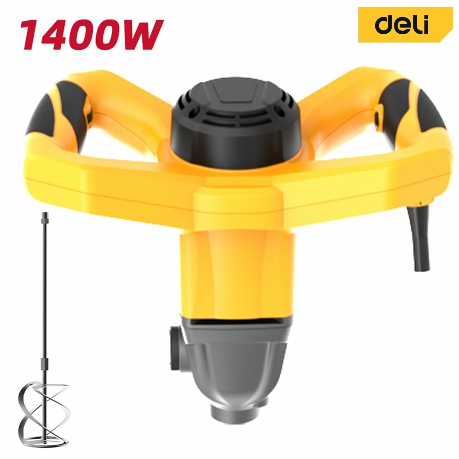 Миксер строительный электрический DELI 1400Вт DC176 (2 передачи, 6 скоростей, 0/480, 0-800 об/мин)