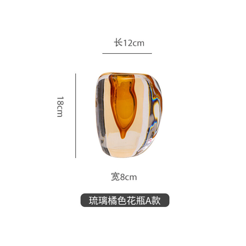 Художественная ваза из толстого стекла, итальянский декор в стиле легкой роскоши и минимализма для гостиной, обеденного стола, демонстрационного дома, тумбы под телевизор и винного шкафа.